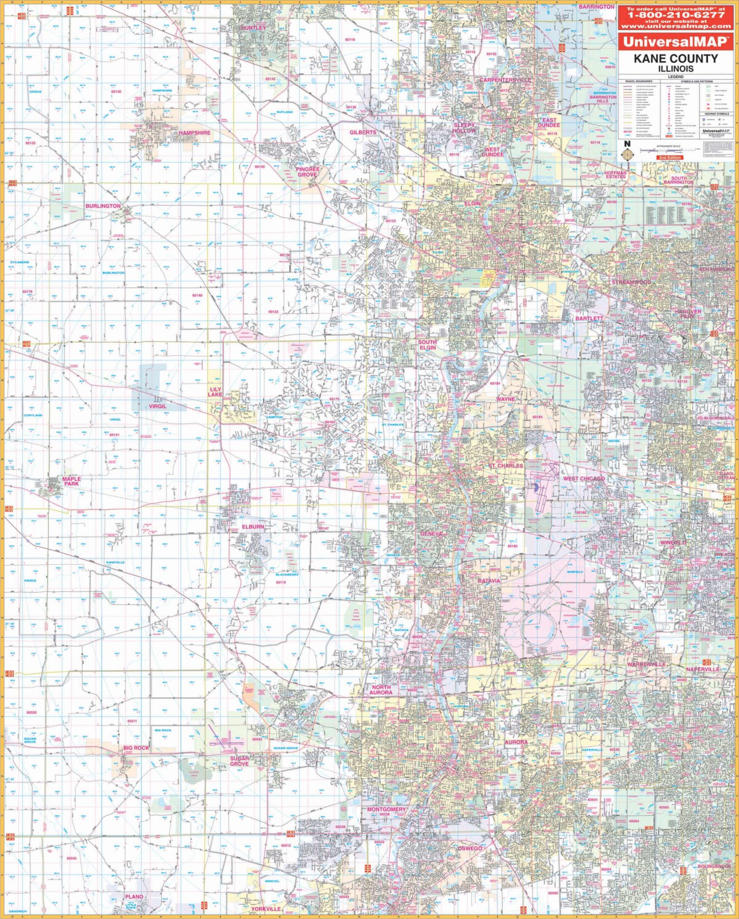 Kane County, IL Wall Map(Rev1) – KAPPA MAP GROUP